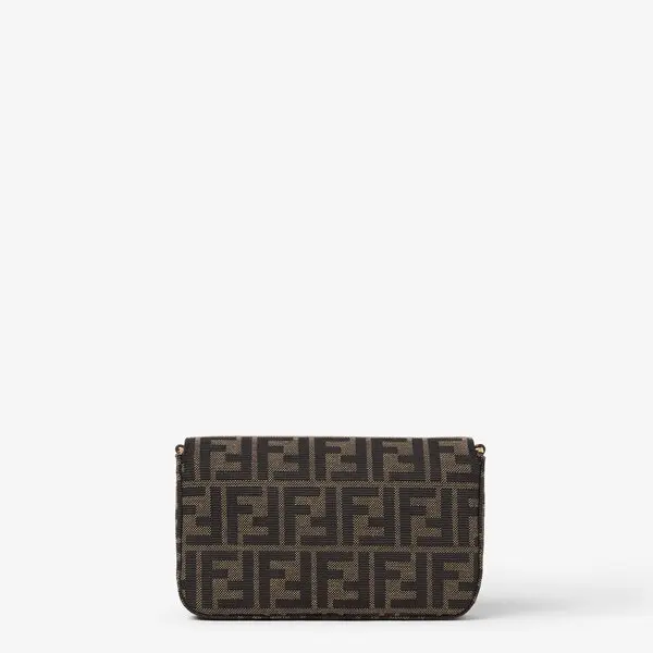 Fendi Tube Wallet On Chain Ff Zucca Jacquard And Leather Compact Wallet